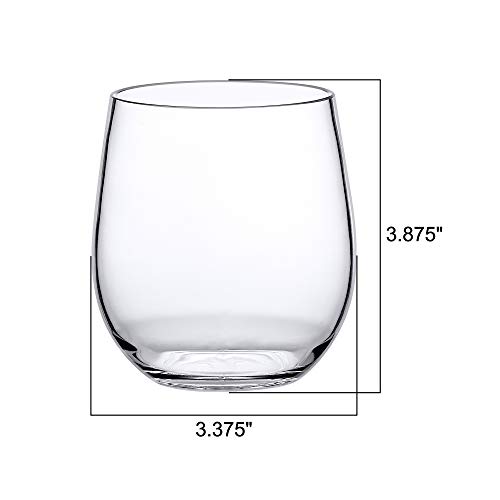 Amazing Abby - Cindy - 14-Ounce Unbreakable Tritan Wine Glasses (Set of 6), Plastic Stemless Wine Tumblers, Reusable, BPA-Free, Dishwasher-Safe, Perfect for Poolside, Outdoors, Camping, and More