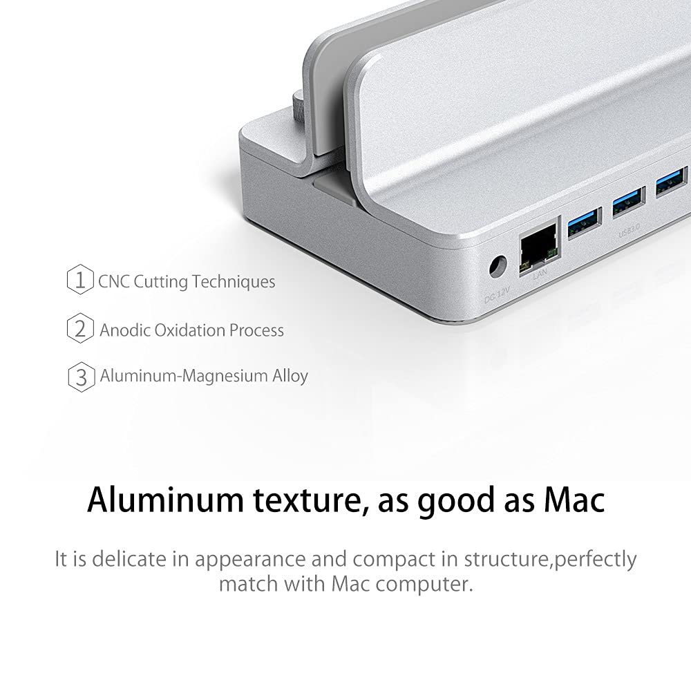 SHYPT USB C HUB with Adjustable Stand Holder Type C to USB3.0 RJ45 PD Dock HDMI-Compatible Adapter Splitter for PC Accessories