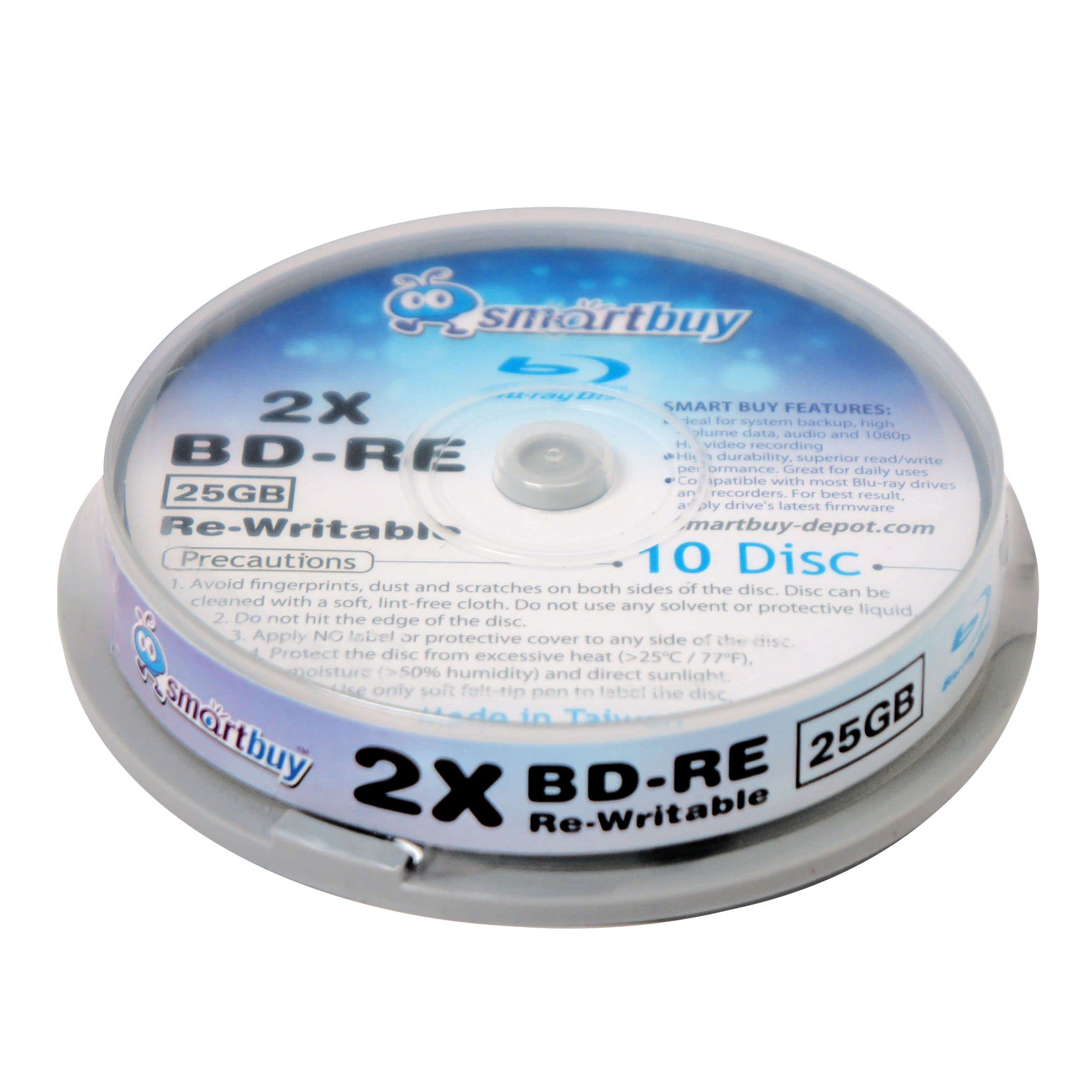 40 Pack Smartbuy 2X 25GB Blue Blu-ray BD-RE Rewritable Branded Logo Blank Bluray Disc