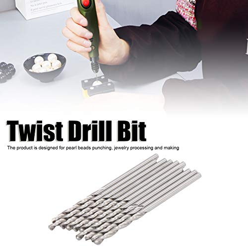 10Pcs High Speed Steel Cobalt Drill Bit Set, 1.75mm/0.07in Twist Drill Bit Small Straight Shank Pearl Drilling Machine Tools, for Pearl Beads Punching, Jewelry Processing