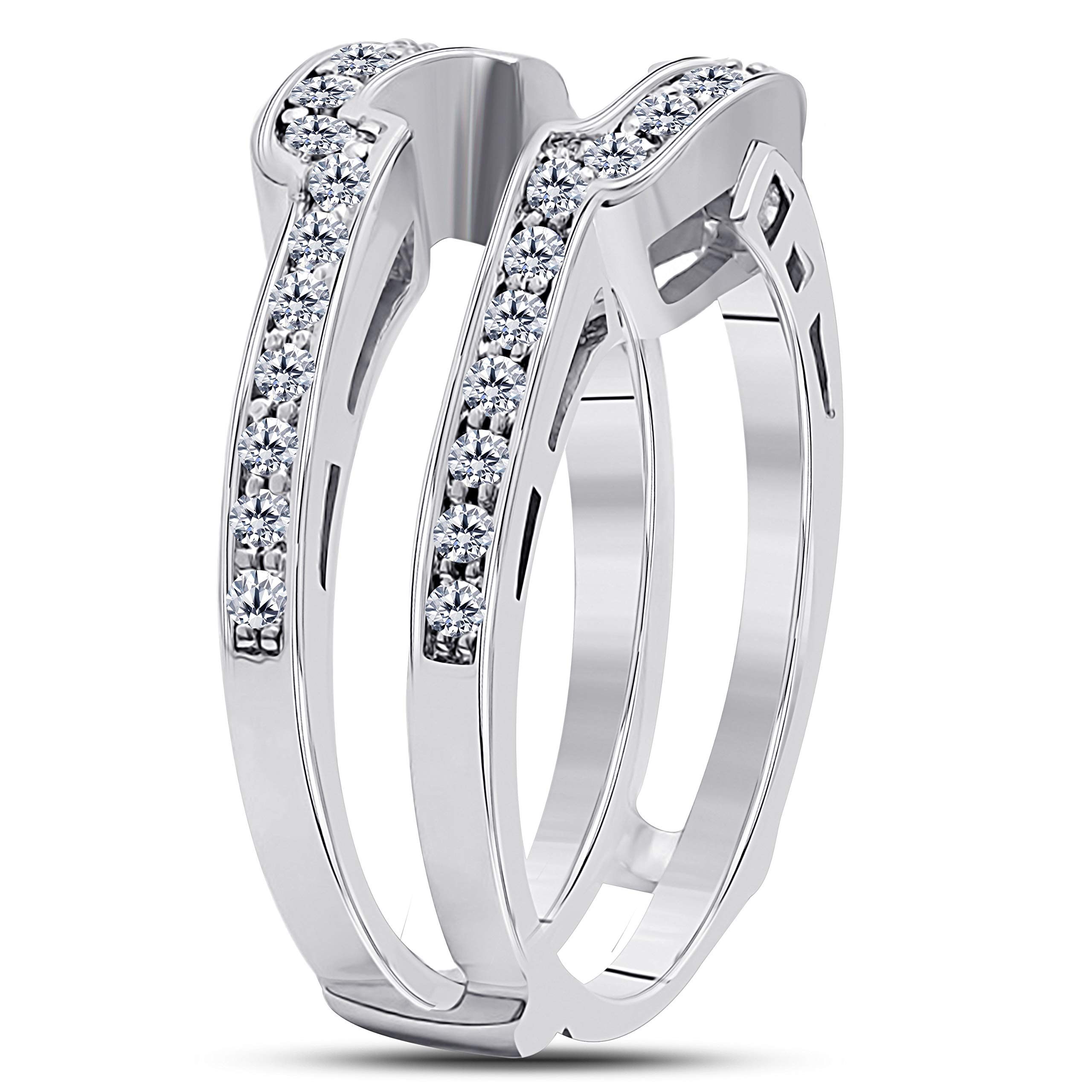 14k White Gold Plated Alloy Square Halo Style Engagement Wedding Enhancer Ring Guard with Cubic Zirconia (0.50 ct. tw.)