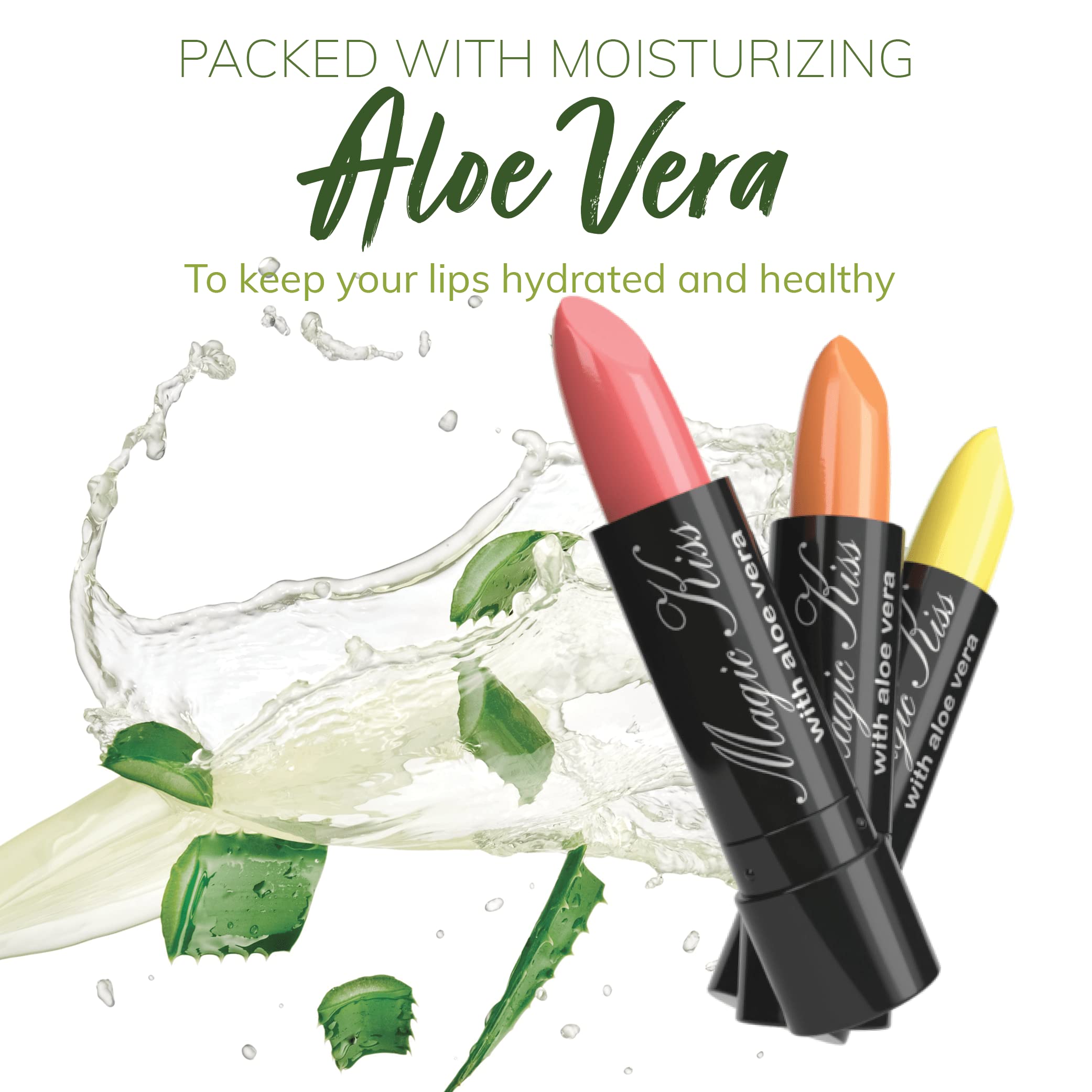 Magic Kiss Color Changing Matte 6 Piece Lipstick Set infused with Aloe Vera Made in USA (Colors of Aloha 3)
