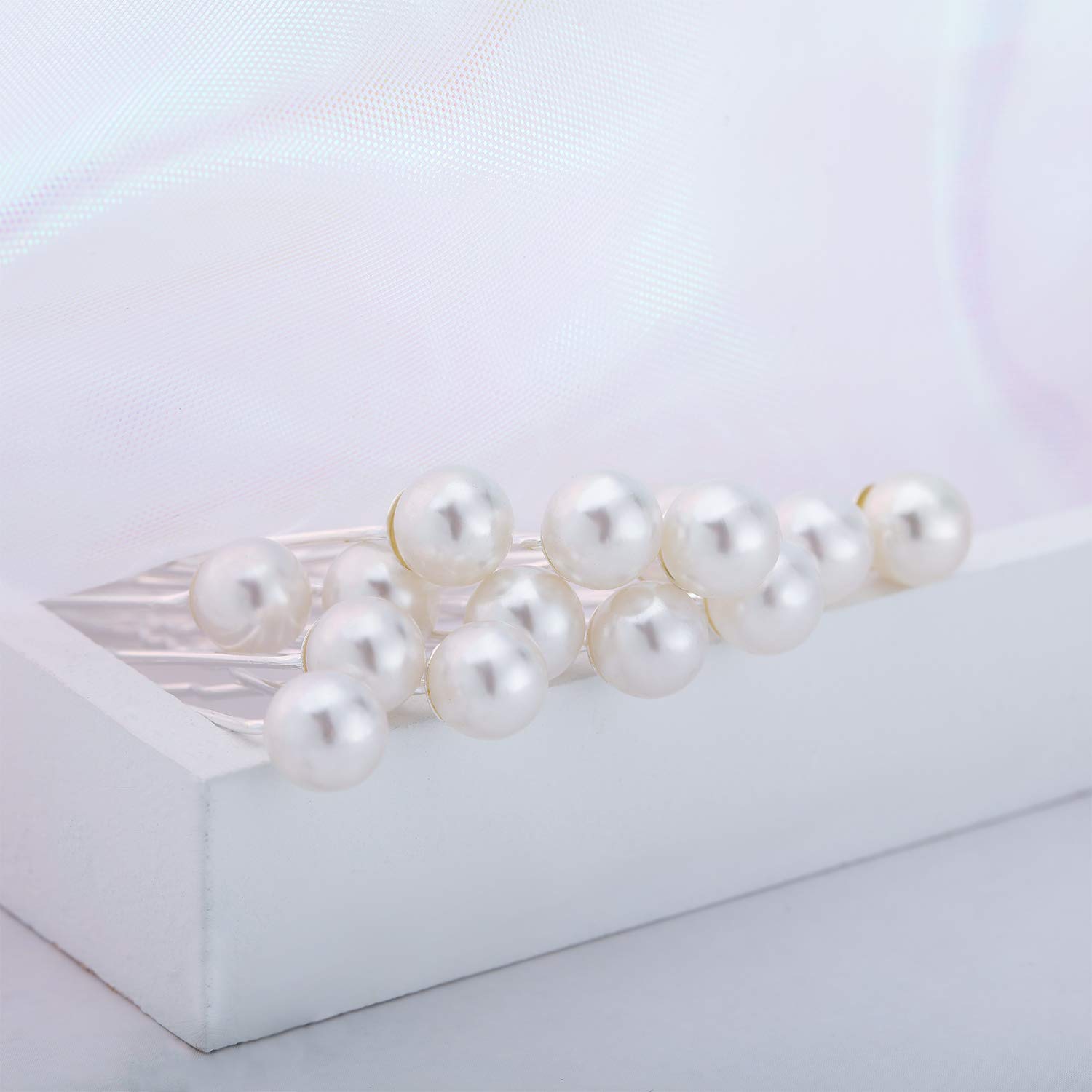 40 Packs Pearl Hair Pins Bridal Wedding White Pearl Hair Accessories Bobby Clips for Brides and Bridesmaids(0.3 Inch)