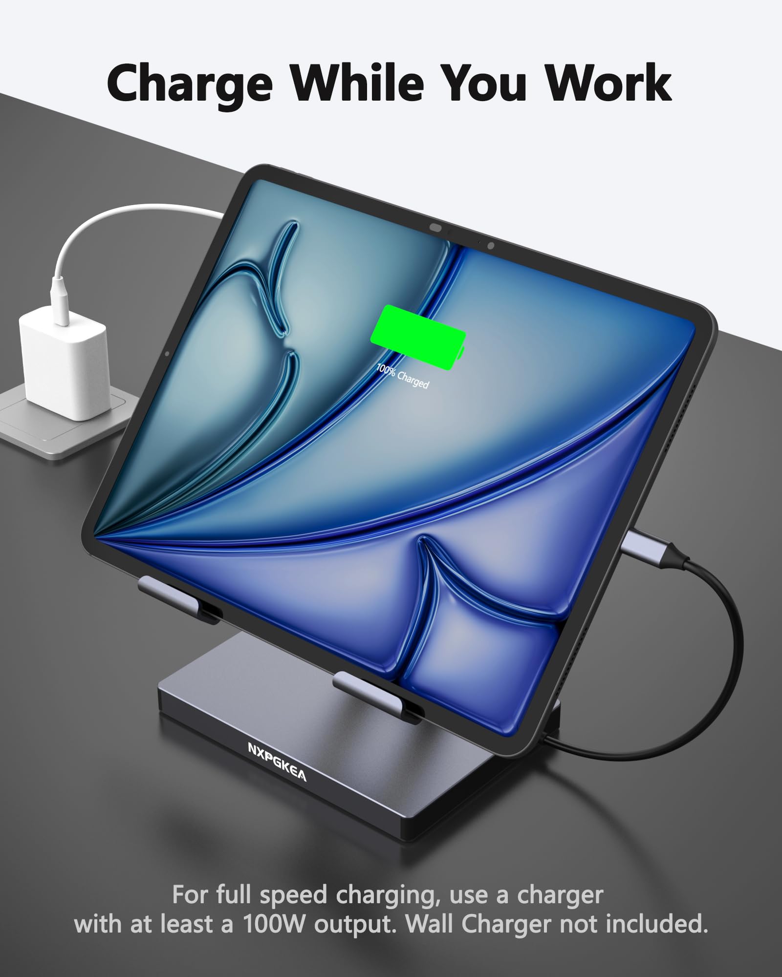 iPad Pro USB C Hub Stand, Adapter for iPad Pro M4 M2 M1 13 12.9 11 Inch iPad Air Docking Station Foldable 4K 60Hz HDMI, PD Charging, SD/TF Card Reader, 3 USB 3.0, 3.5mm Audio, iPad Dock Accessories