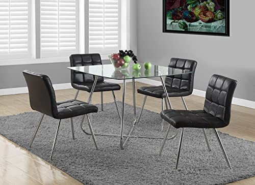 Atlin Designs Glass Top Dining Table in Silver Chrome