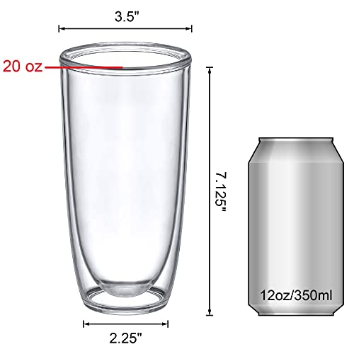 Amazing Abby - Andes - 20-Ounce Insulated Plastic Tumblers (Set of 4), Double-Wall Plastic Drinking Glasses, All-Clear Reusable Plastic Cups, BPA-Free, Shatter-Proof, Dishwasher-Safe