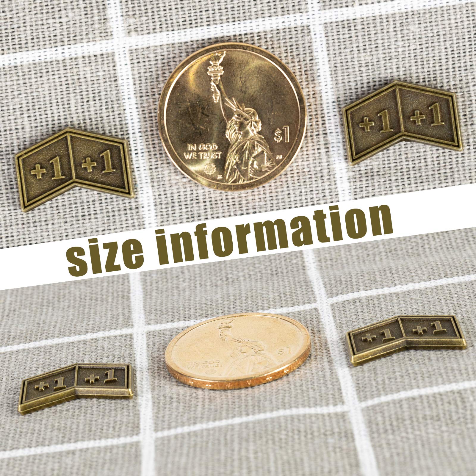 40 PCS Antique Metal Buff Counter Tokens with Velvet Bag Magic The Gathering Token Creature Stats or Loyalty Counters for MTG CCG Card Gaming Accessories, Black&Bronze