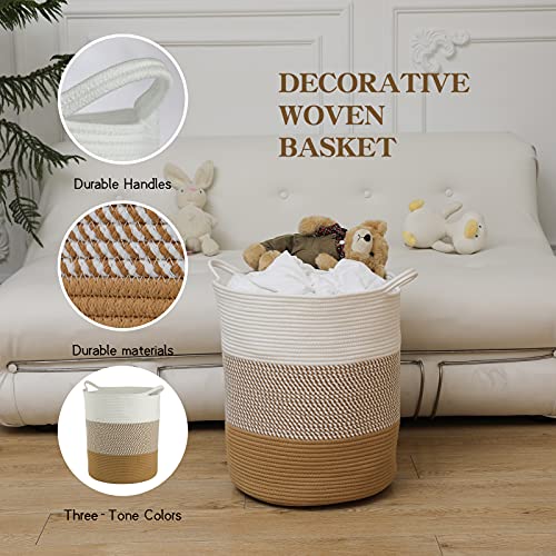 ZLG Cotton Rope Basket 14.15x18.1x15.94Inch Baby Laundry Basket Toy Storage Basket large baskets for blankets