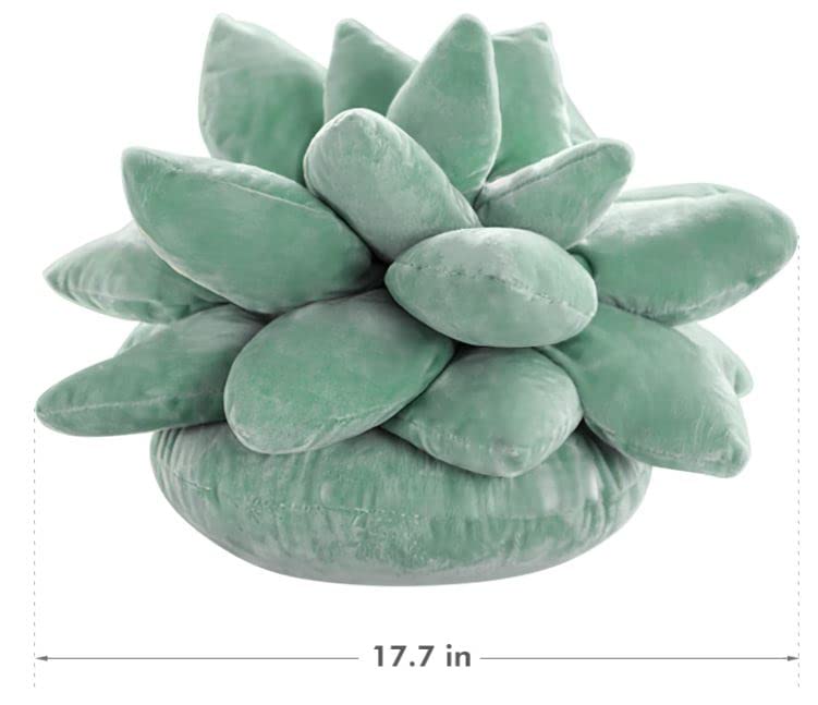 17.7in 3D Succulent Pillow, Green Plush Cactus Succulent Pillow, Green Succulent Throw Pillow for Bedroom or Living Room Home Decoration, Novelty Cactus Pillow