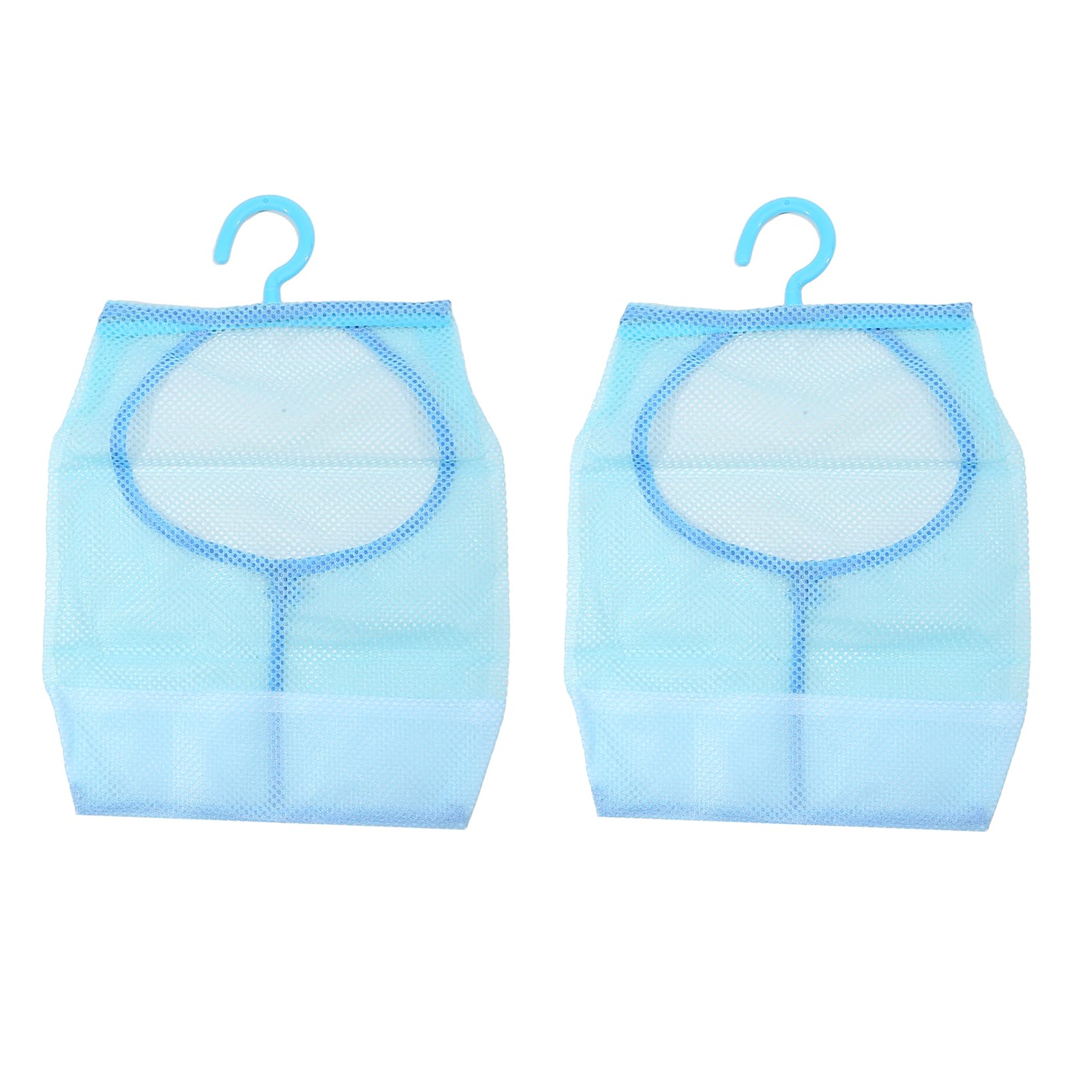 2 PCS Portable Hanging Mesh Pocket with Rotatable Hook,Bath Storage Organizers for Travel,Camper,RV,Gym,Cruise,Cabin,College Dorm Shower (Blue)
