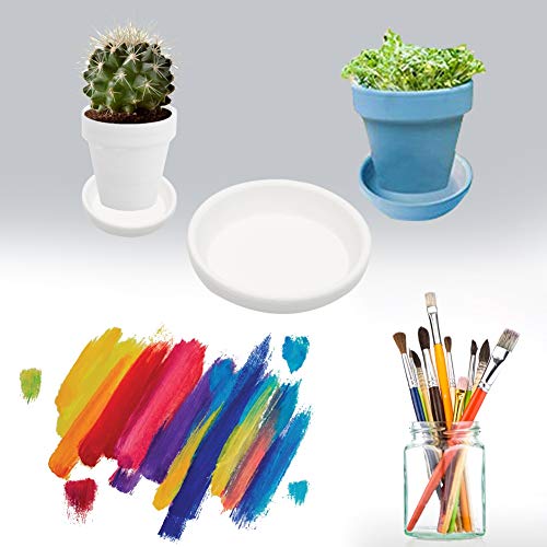 24pcs Terra Cotta Saucer, 3.2-inch Small Mini Clay Pots Tray, Suitable for 3inch, 2.5inch, 2inch Succulents Nursery Pots(White)