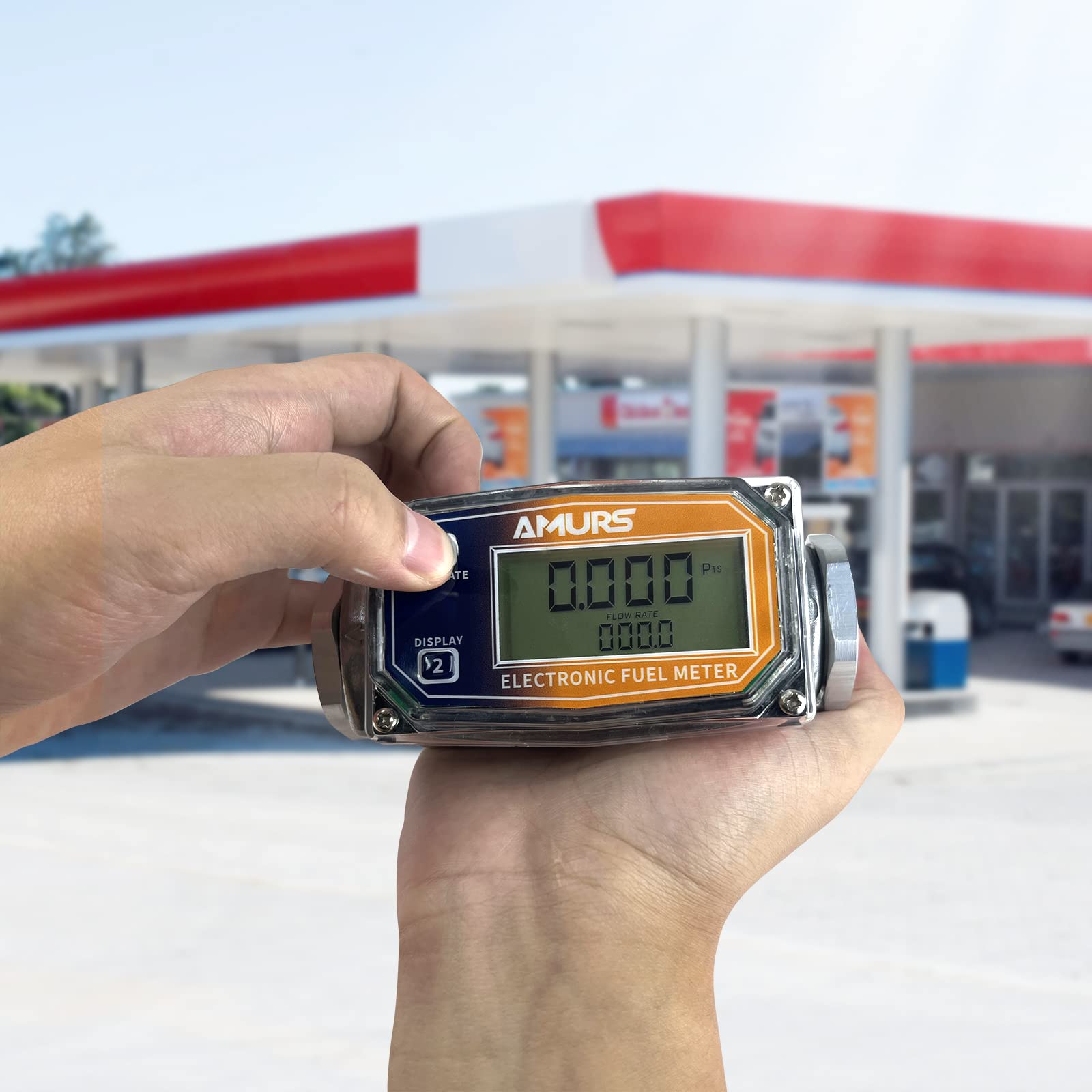 3/4 inch Turbine Flow Meter LCD Digital Display Flowmeter with NPT Counter Detachable Adaptor Flowmeters for Measuring Diesel Kerosene Gasoline Flows