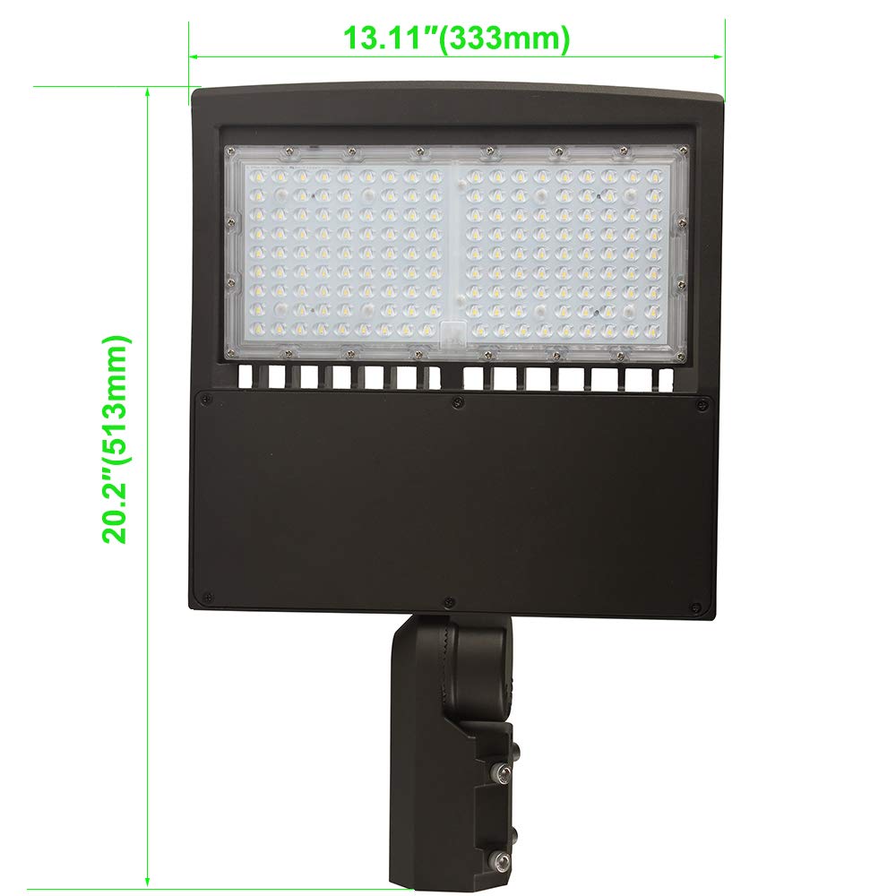 150w LED Shoebox Area Light [400w MH Equal] Parking Lot Lighting Street Lamp Stadium Light Flood Light Type III Distribution 5700k Daylight 20,250lm DLC Lighting Facts (150W Brown)