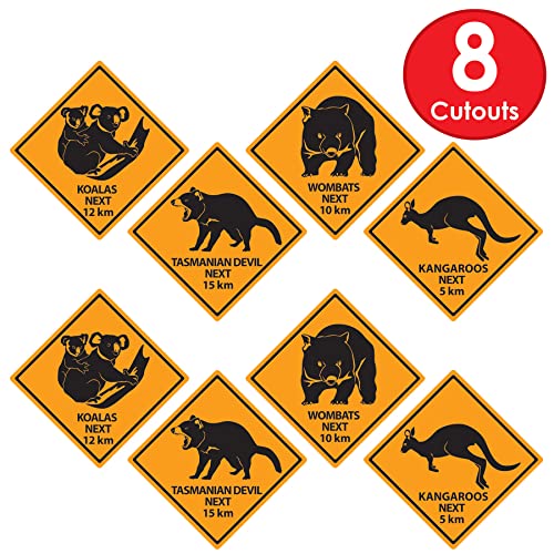 Beistle Outback Road Sign Cutouts 8 Piece, 17", Multicolor