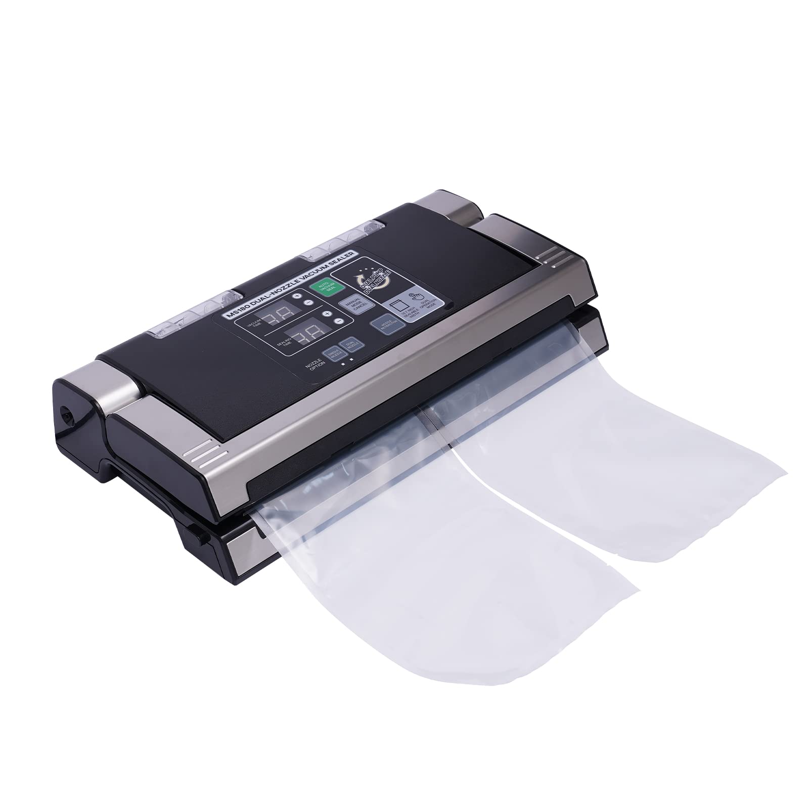110V 250W Double Pump Vacuum Sealer, MS180 Food Sealer Machine Packing Sealing Machine Auto and Manual Modes Compatible With Smooth Flat Bags or Chamber Pouches, 15.7 '' Seal Bar