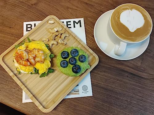 4 Packs Bamboo Serving Tray with Handles, Portable Bed Tray for Breakfast Dinner, Eating Trays for Living Room,Restaurants