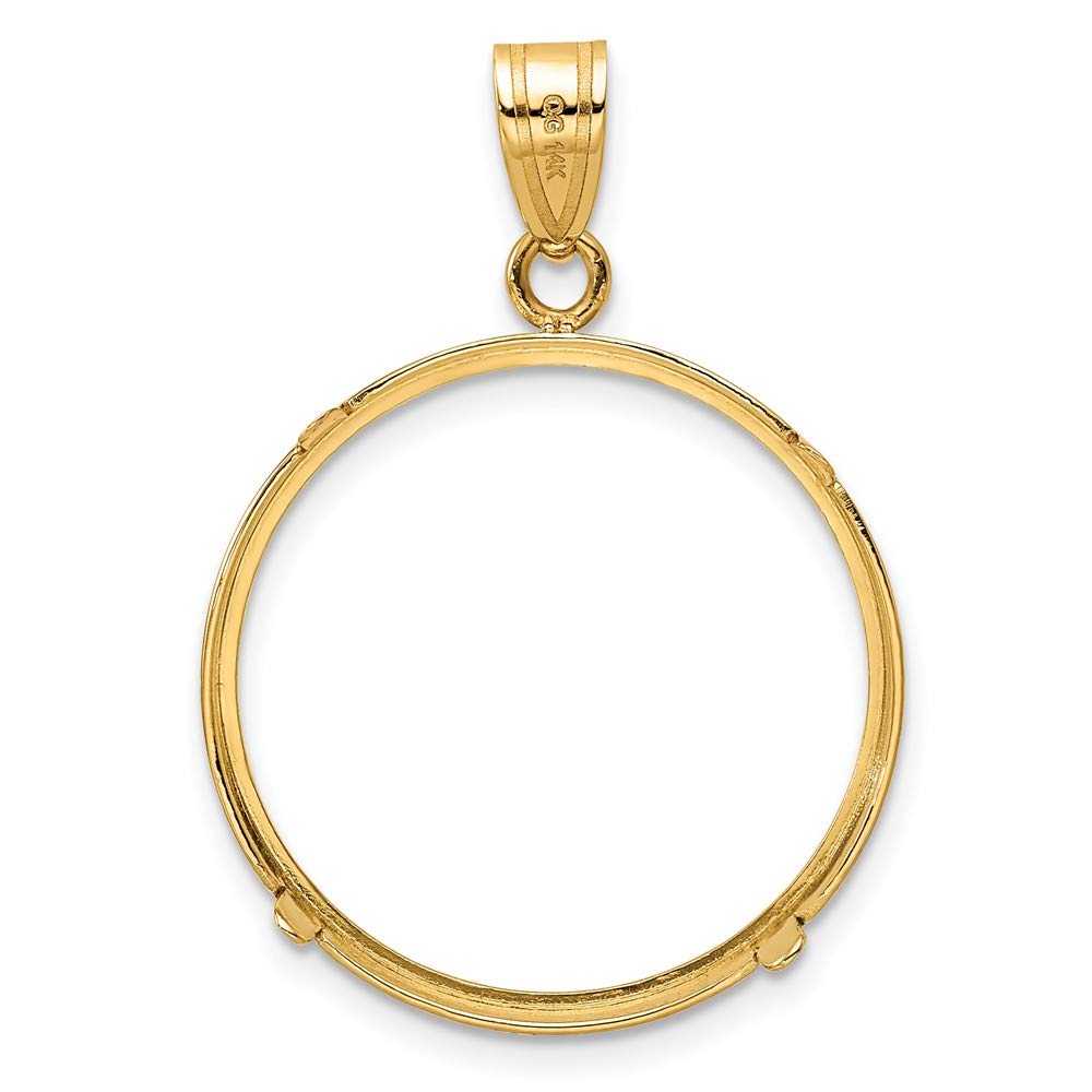 14ky 22mm Polished Prong Coin Bezel Pendant 33.1mm 23.2mm style C1801/22.0