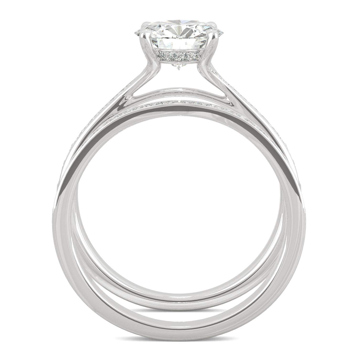 14K White Gold Moissanite by Charles & Colvard 7.5mm Round Bridal Set-size 10 1.81cttw DEW