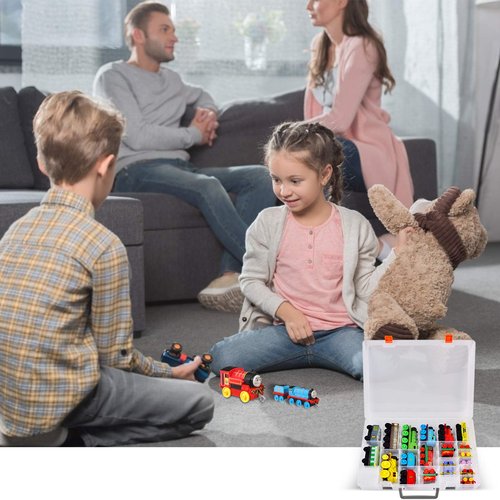 ALCYON Toy Storage Case Compatible with Thomas & Friends MINIS Engines/for Mini Brands Toys Series 1 2 3 4 /for Disney Doorables Collectible Mini Figures/for Mini Mart and More (Box Only)-White