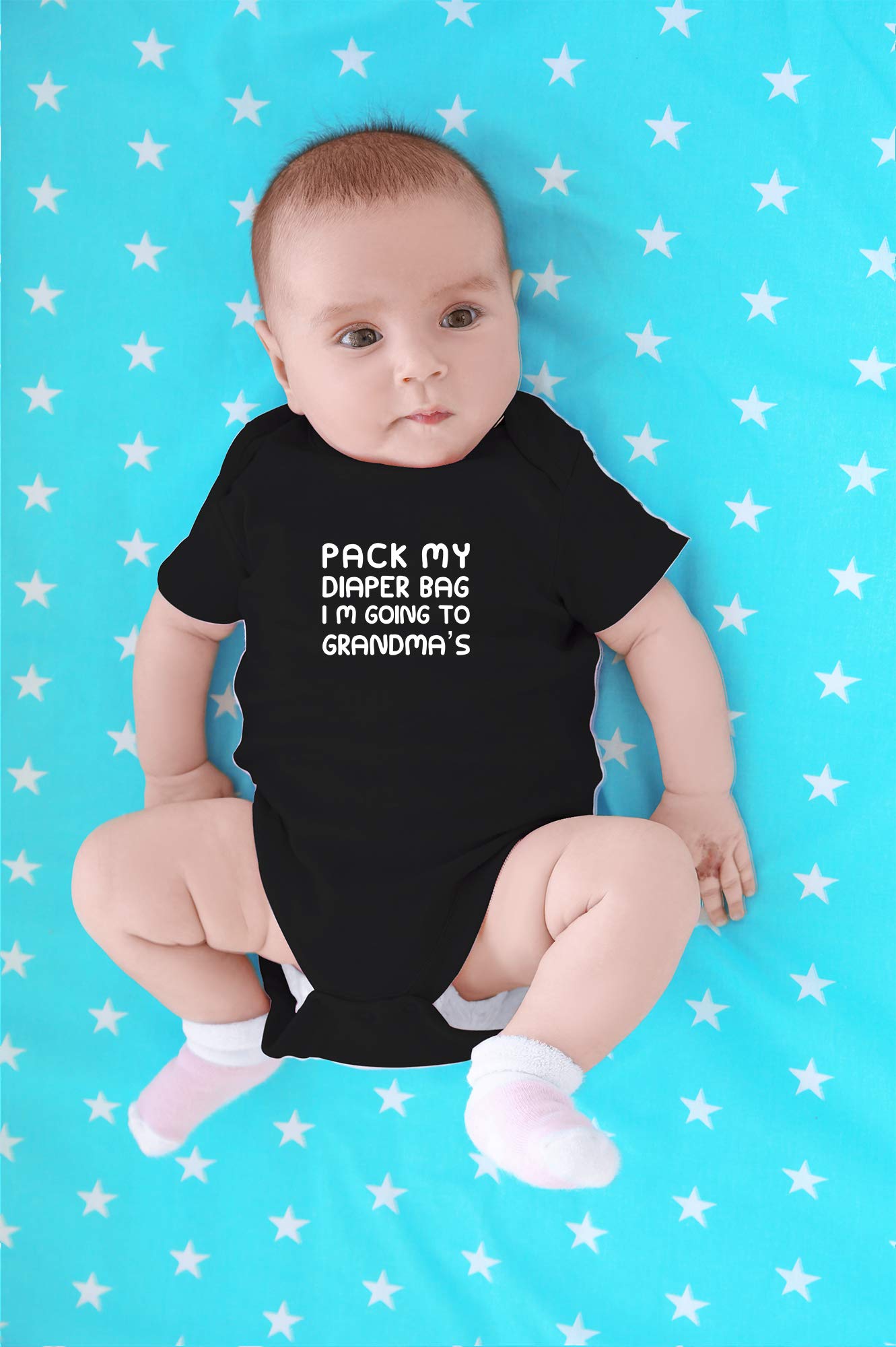 CBTwear Pack My Diaper Bag, I'm Going To Grandma's House Baby Bodysuit - Cute Newborn Unisex Clothing (Newborn, Black)