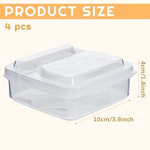 4 Pcs 3.9 inch Mini Cheese Container for Fridge Sliced Cheese Container for Fridge Cheese Storage Cheese Storage Container for Fridge with Lids for Refrigerator Food Vegetable Keep Cheese Fres