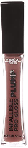 L’Oréal Paris Infallible Pro Gloss Plump Lip Gloss with Hyaluronic Acid, Long Lasting Plumping Shine, Lips Look Instantly Fuller and More Plump, Moonlit Rose, 0.21 fl. oz.
