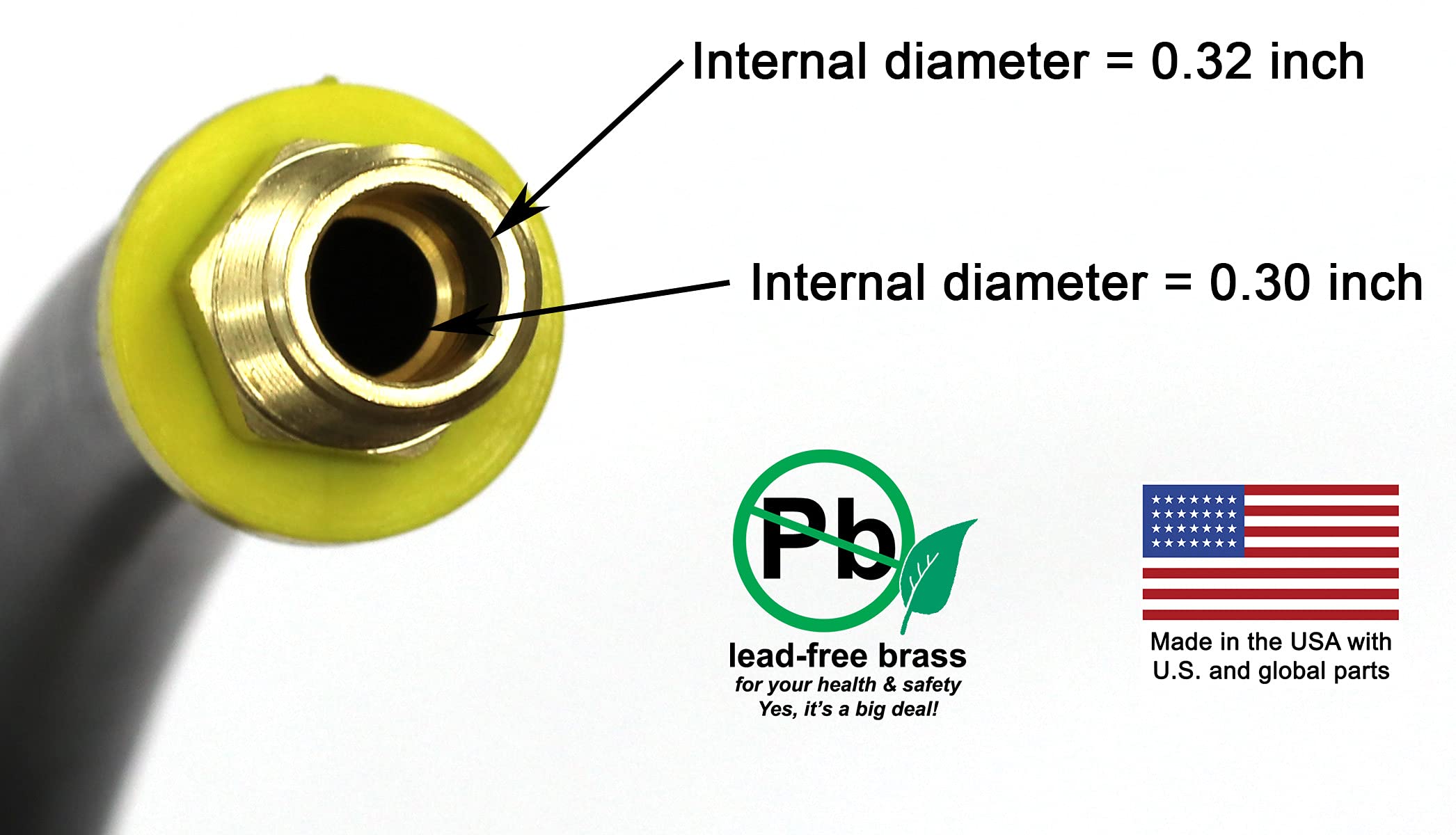 18-inch Short Air Compressor Hose: 1/4" Male NPT To 1/4" Male NPT Connections (Lead-Free Brass)