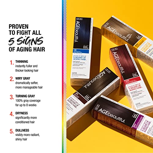 AGE beautiful Root Touch Up Hair Color Spray | Touch-Up Gray Concealer | Temporary Cover Up | Adds Volume & Covers Thinning Patches | Water, Sweat, Stain Resistant | Medium Brown | 2 Fl Oz