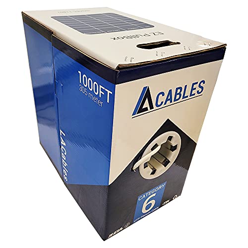LA Cables 1000ft Cat6 Plenum Cable with Solid Conductors 23AWG 4Pair, 550-MHz Unshielded Twisted Pair (UTP) Plenum CMP Rated Bulk Internet Network Cable (White)