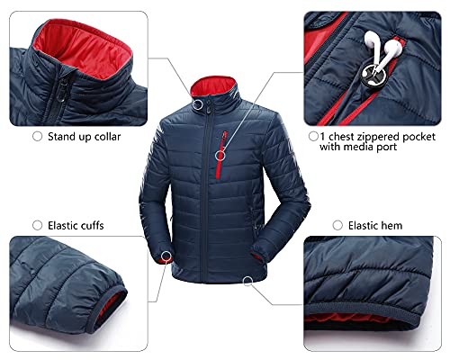 33,000ft Men's Lightweight Packable Insulated Puffer Winter Jacket, Water-Resistant Warm Quilted Down Alternative Puffy Coat