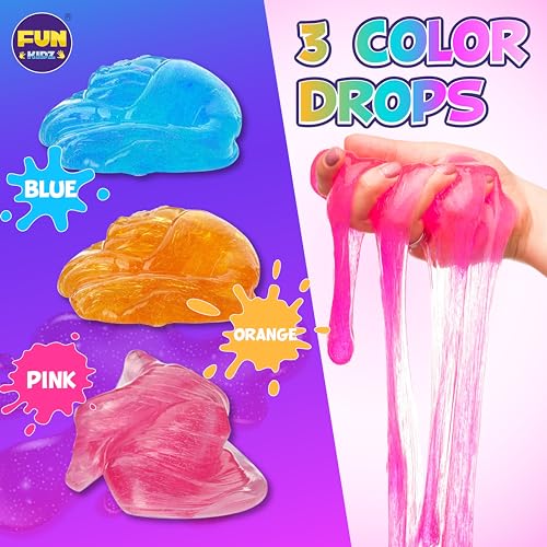 35.16 FL OZ Crystal Clear Slime for Kids, FunKidz 4 Pack Huge 1040 ML Glassy Slime Pack Toy Premade Water Slime Kit for Girls Boys Party Gift