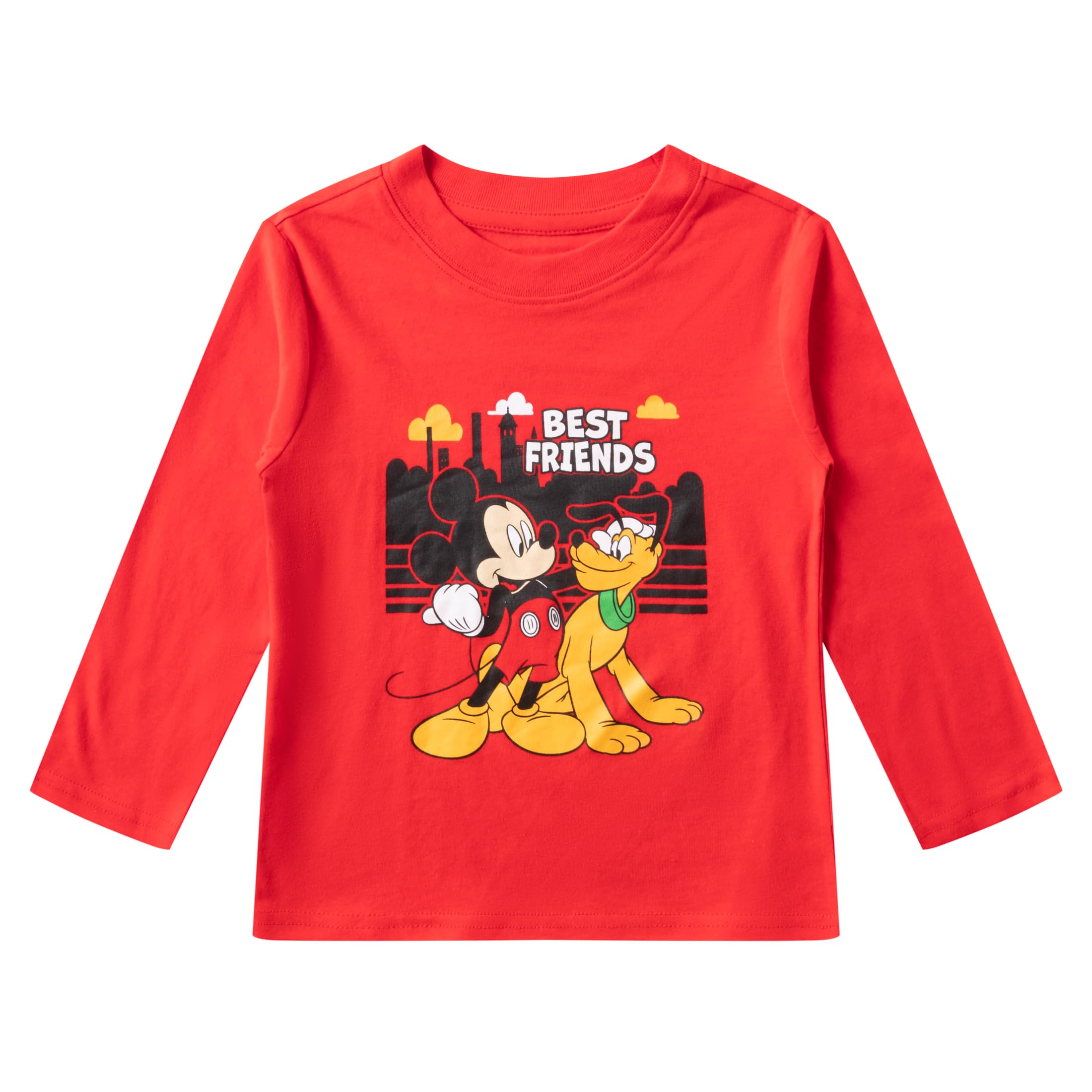 Disney Mickey Mouse and Pluto Boys Long Sleeve Shirt, Hooded Vest and Pants Set for Infant and Toddler