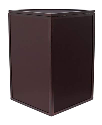 BirdRock Home Compact Corner Laundry Hamper with Lid and Removable Liner - Small - Brown Bamboo - Easily Transport Laundry - Baby Dirty Clothes Bin Sorter Basket - Cut Out Handles