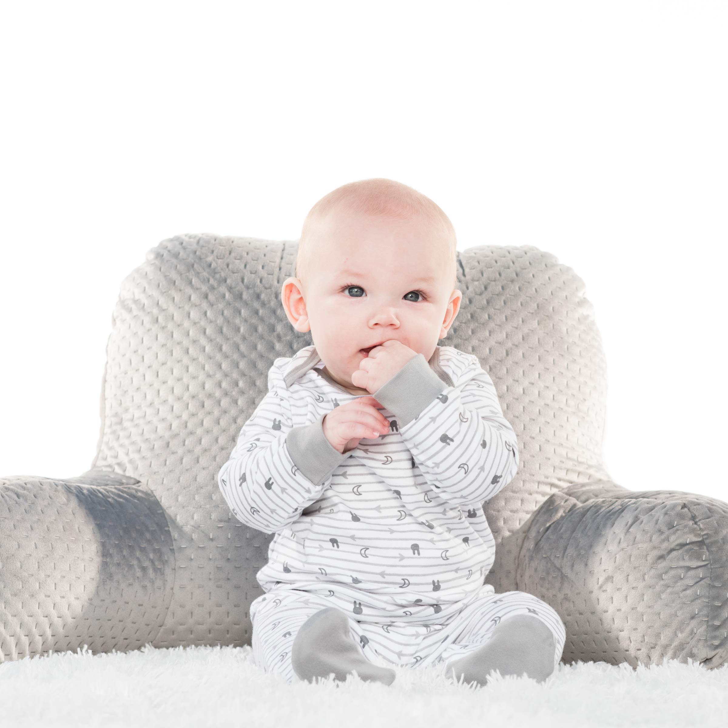 Lamaze Baby Super Combed Natural Cotton Sleep n Play, Zipper and Snap Closure Footed Sleepwear, 2 Pk, Grey Moon and Stars, 9 Months