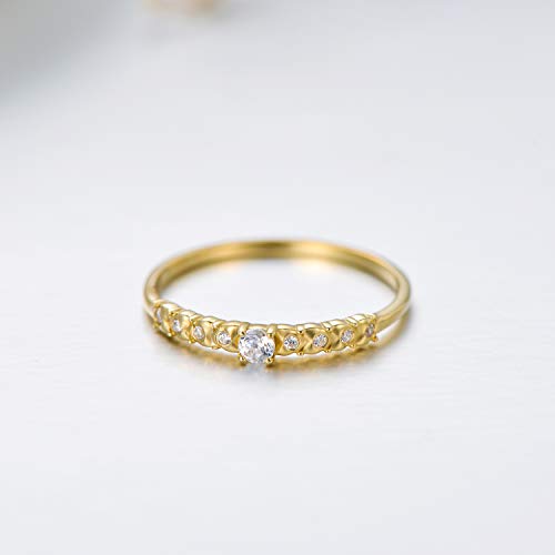 14K Gold Plated Sterling Silver CZ Simulated Diamond Stackable Ring Half Eternity Bands Engagement Ring for Women (14k gold plated - yellow, 11)