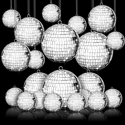 35 Pcs Hanging Mirror Disco Balls Ornaments Mini Disco Ball Decorations Reflective Mirror Ball Decoration 70s Disco Themed Party Decor for Christmas Tree Ornaments (2'', 3'', 4'')