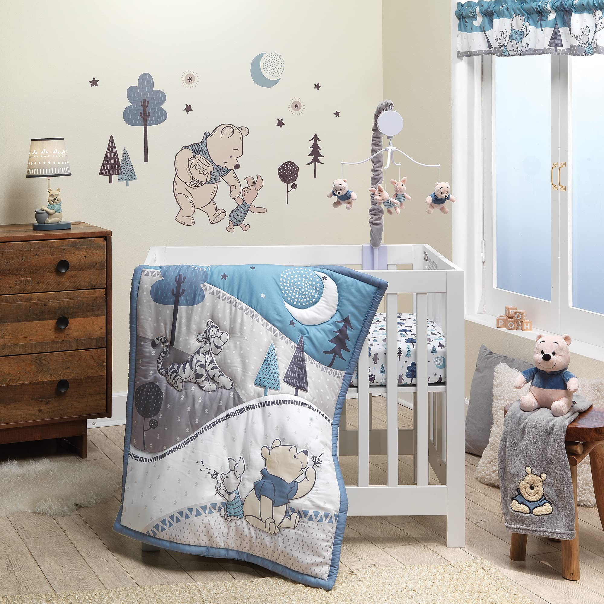 Lambs & Ivy (LAMCR) Forever Pooh Fitted Mini Crib Sheet, White (780006M)