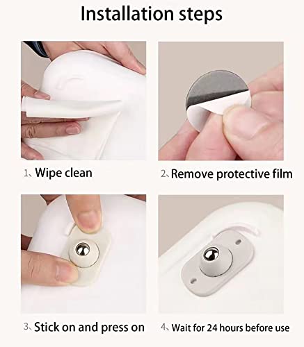 4 PCS White Mini Self Adhesive Caster Wheels,360°Rotation Self Adhesive Caster Wheels, Stainless Steel Rollers Universal Wheel for Trash Can, Furniture( with 1 Stainless Steel Rolling Balls)