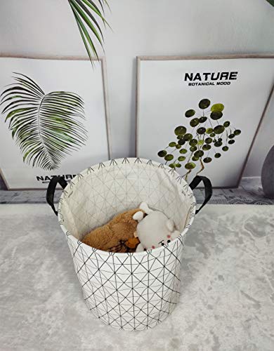 ASKETAM Fabric Laundry Basket Canvas Laundry Hamper for Dirty Clothes Toy Organizer Kid Nursery Room Decor Basket (Geometric rhombus)