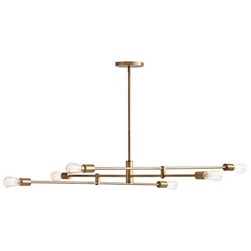 Amazon Brand β Rivet Mid-Century Modern Metal Rod Ceiling Pendant Light Chandelier - 48.9" x 42.6" x 43. 1", Brass