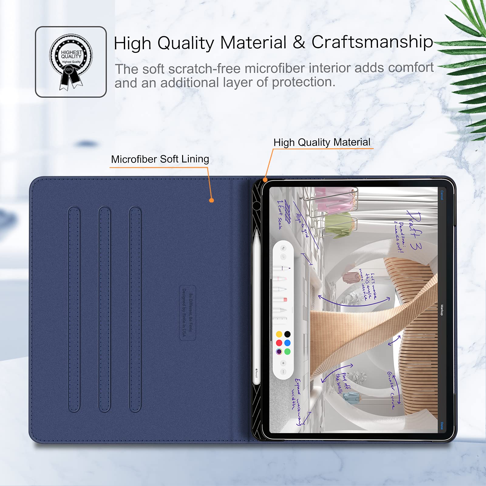 Fintie Folio Case for iPad Pro 12.9" 6th Generation 2022, Multi-Angle Smart Stand Cover w/Pencil Holder & Pocket, Also Fit iPad Pro 12.9 2021 5th & 2020 4th & 2018 3rd Gen, Blooming Hibiscus