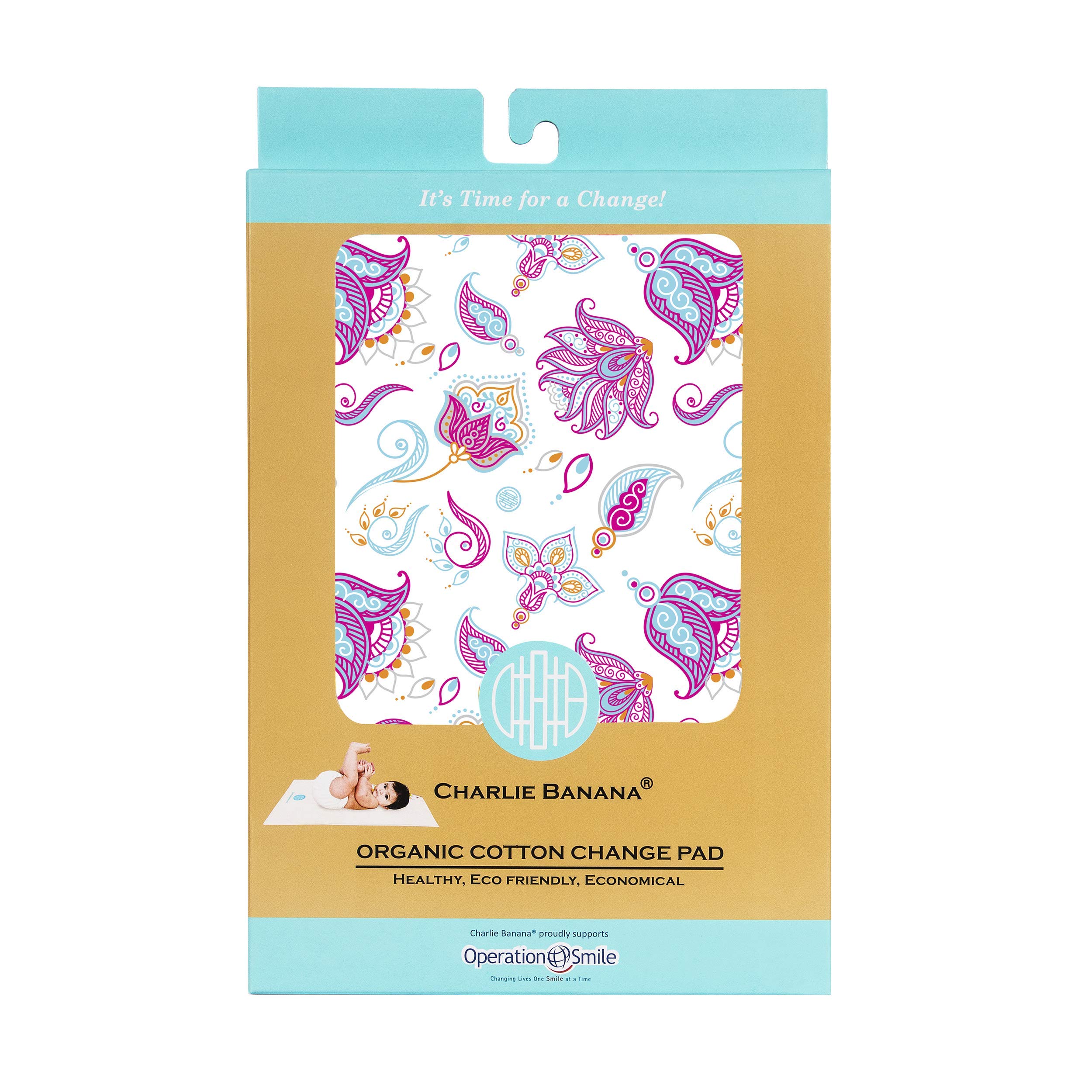 Charlie Banana Baby Premium Cotton Reusable and Washable Ultra-Soft Changing Pad, Cotton Bliss