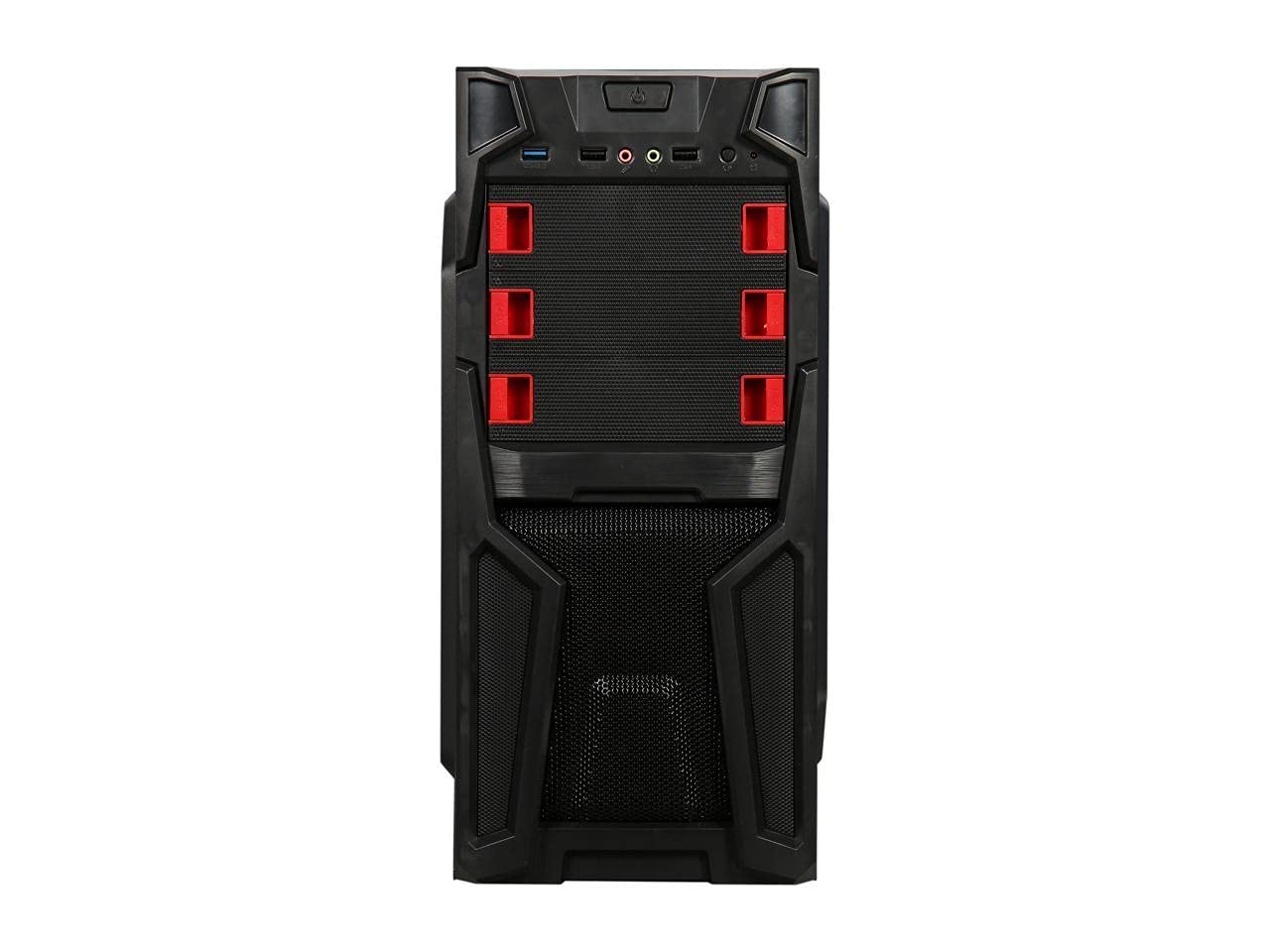 DIYPC Solo-T2-R Black USB 3.0 ATX Mid Tower Gaming Computer Case with 2 x Red Fans (1x 120mm LED Fan x Front, 1x 120mm Fan x Rear) Pre-Installed