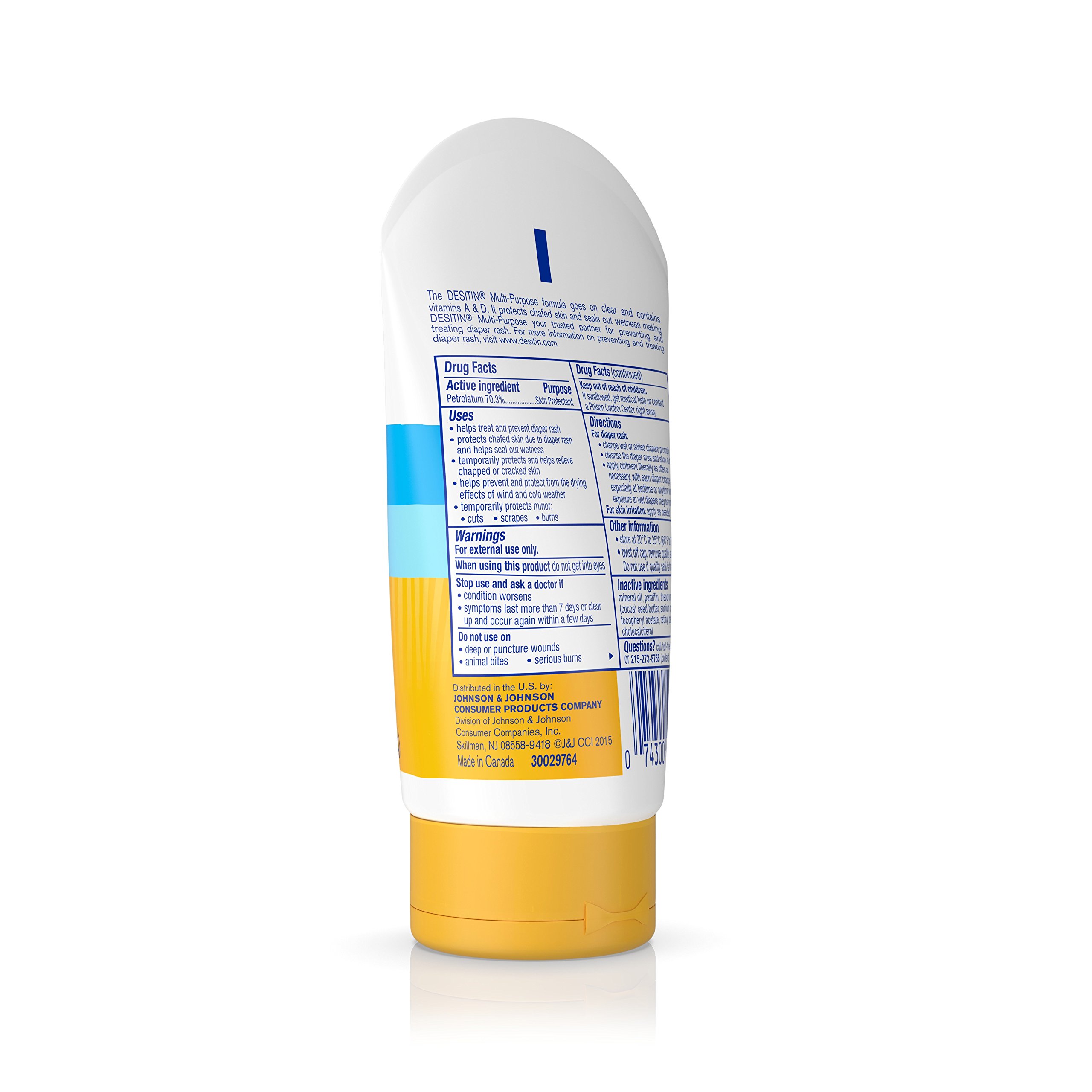 Desitin Skin Protectant and Diaper Rash Ointment Multi-Purpose with Vitamins A & D, Travel Size, 3.5. Oz Tube