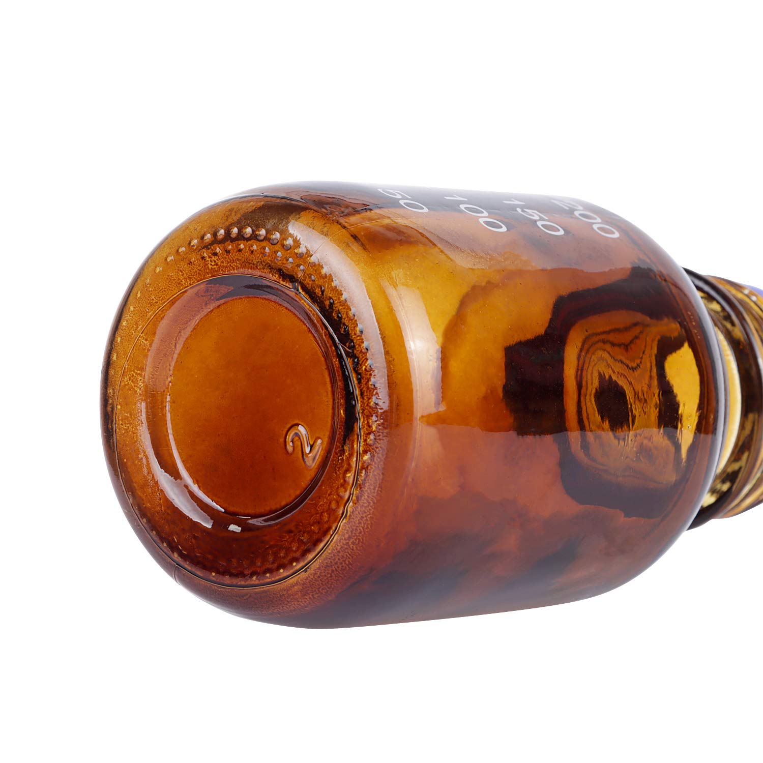 Pastein 10 Pieces Amber Glass 250 mL Graduated Round Lab Reagent Media/Storage Bottle With GL45 Blue Screw Cap