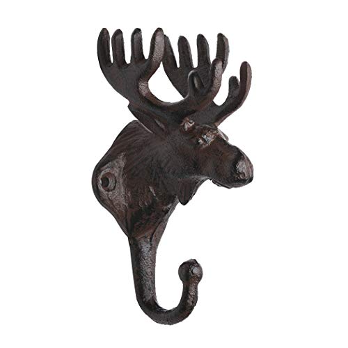 BRASSTAR Vintage Cast Iron Deer Head Antlers Wall Hooks/Hanger - Living Room Bathroom Room Kitchen Wall Decoration Coat Hooks Rustic PTZY226