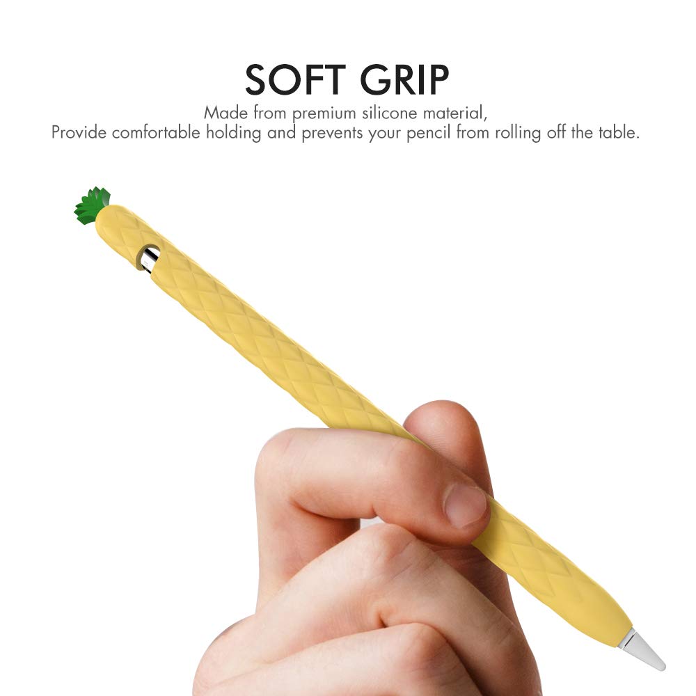 AhaStyle iPencil Case Sleeve Cute Fruit Design Silicone Soft Protective Cover Accessories Compatible with Apple Pencil 1st Generation (Yellow)