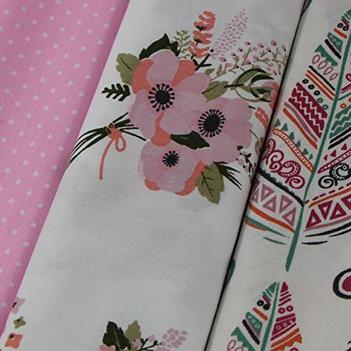 aufodara 5pcs Cotton Craft Fabric Bundles Patterns Textile Patchwork Tissue, Quilting Fabric, 19.7"x19.7" Pre-Cut Fabric Squares for DIY Crafts Sewing Quilting Scrapbooking (#-55-B)