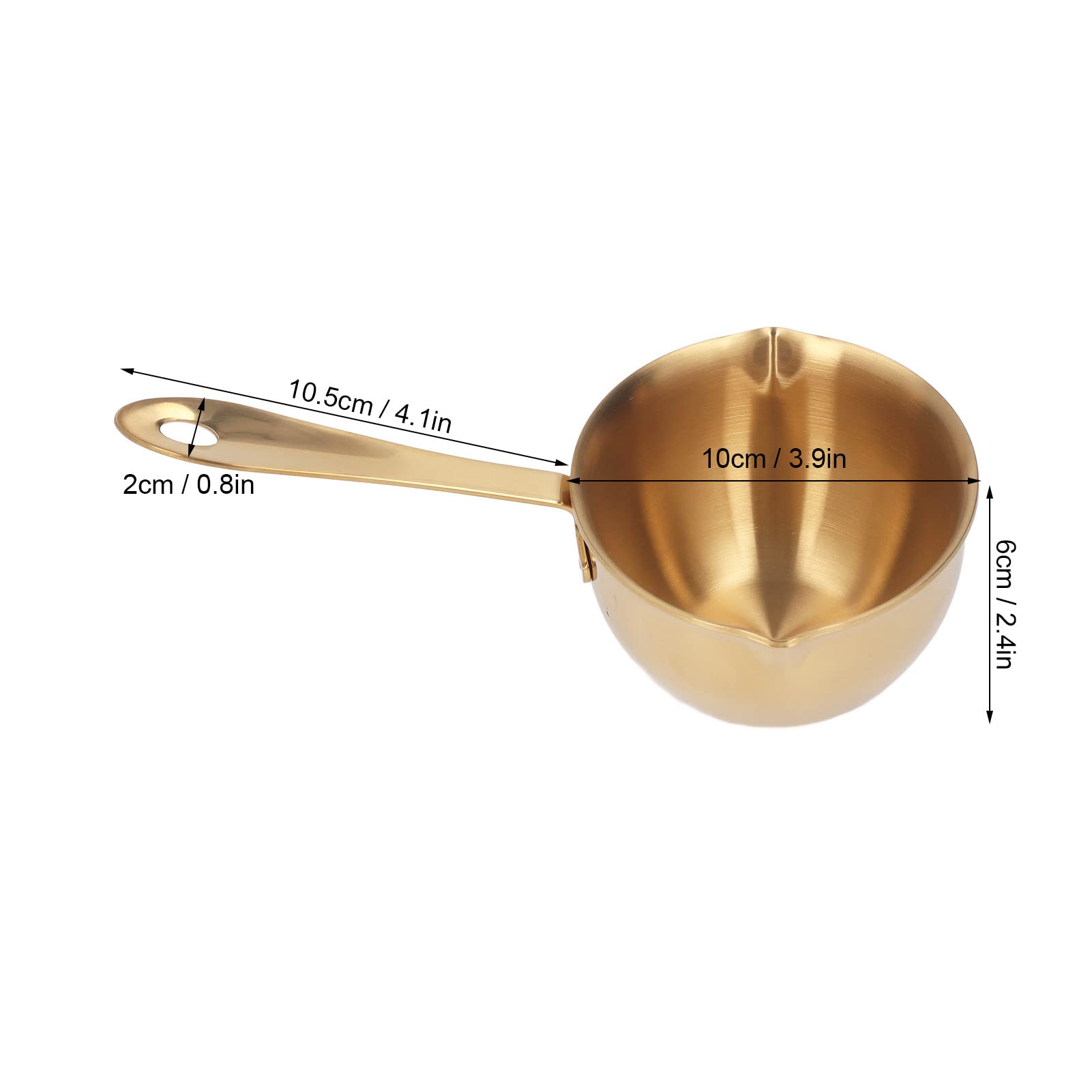 200ml Mini Saucepan 304 Stainless Steel Pot Two Side Spouts Design Butter Milk Chocolate Sauce Pan 3 Layer Composite Pot Bottom Dishwasher Safe (Gold)