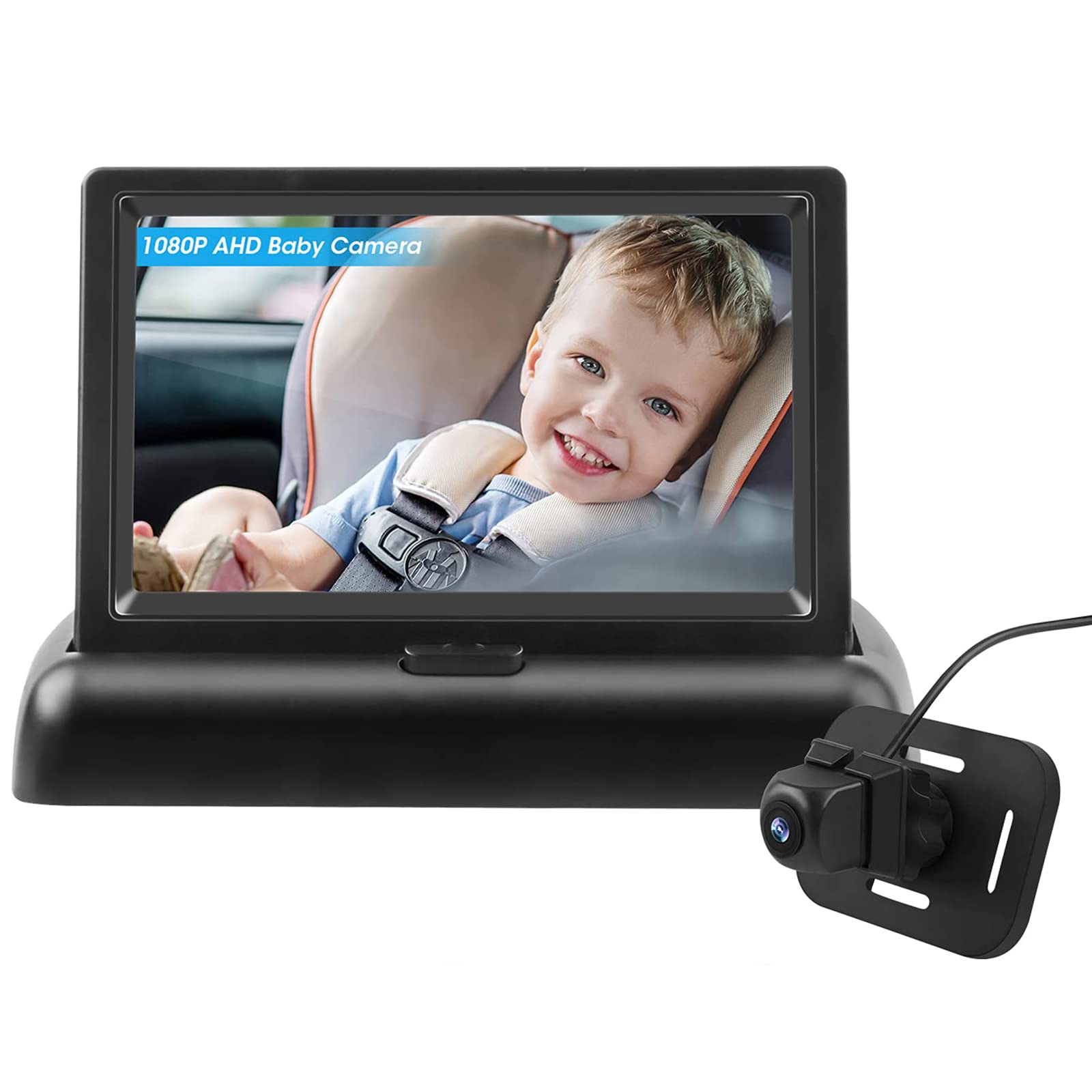 Jansite Baby Car Mirror, Baby Car Camera AHD Enhanced Night Vision, Car Mirror Baby Rear Facing Seat Wide Adjustable Angle 4.3'' Baby Car Monitor